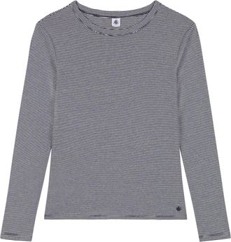 Petit Bateau A0BLK Langärmeliges T-Shirt Damen Smoking/Marshmallow XXS