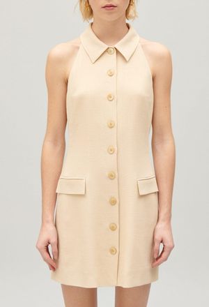 Claudie Pierlot Kurzes Kleid mit Knopfbesatz Beige
