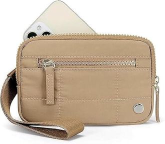 Generic Convely Essential Portefeuille matelass&eacute; en nylon matelass&eacute; avec 3 fermetures &eacute;clair pour femme, marron, One Size