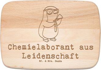 Mr. & Mrs. Panda Schneidebrett Holz Chemielaborant Leidenschaft - Geschenk, Brotzeitbrett, Holzbrett, Fr&uuml;hst&uuml;cksbrett, Beruf, Studium, brotzeitbrettchen, Spruch, Wisse