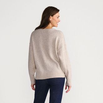 Lands End Pullover und Schal im Set, Damen, Größe:40-42 regular, Beige, Wolle/Polyester/Viskose, by Lands End