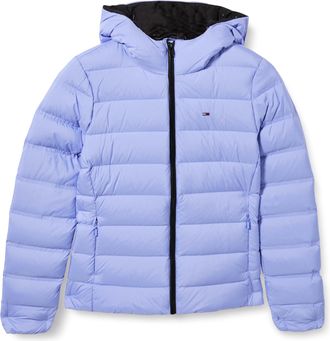 Tommy Jeans Damen TJW SLIM HOOD PRNT DOWN JCKT EXT DW0DW21617, Blau, L, Blau (Vintage Iris), L