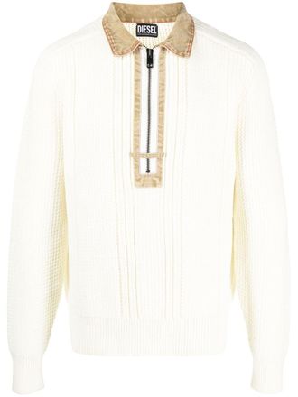Diesel pull &agrave; col zipp&eacute; - Blanc