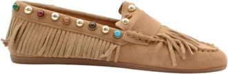 Inuovo Inuovo, Femme, Chaussures, Beige, Taille: 38 EU Mocassin en daim &agrave; franges