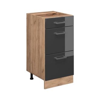 Vicco K&uuml;chenunterschrank R-Line, Anthrazit Hochglanz, 40 cm ap Marmor
