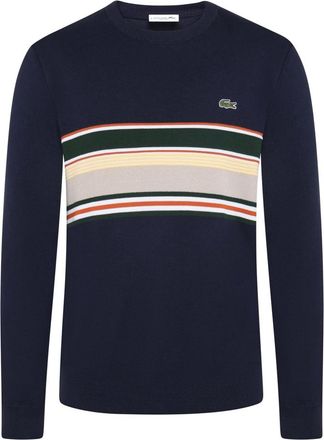 Lacoste Softer Rundhalspullover mit Bruststreifen aus einem Baumwollmix in