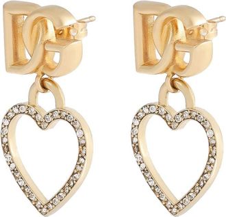 Dolce & Gabbana Heart and Logo Stud Earrings - Gold