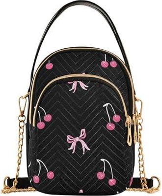 Mnsruu Sac à bandoulière pour femme avec noeud rose et sangle réglable