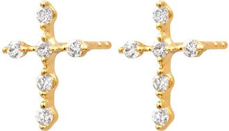 Edenly Kreuz-Ohrringe - 9-karätiges Gelbgold und synthetische Diamanten