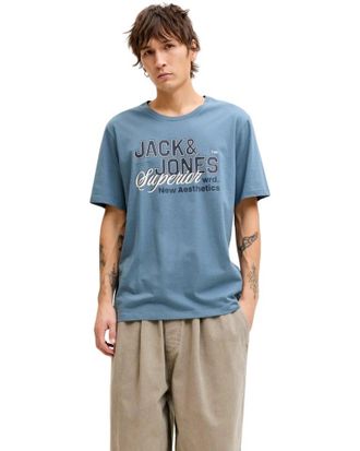 Jack & Jones Print-Shirt (Spar-Set, 4er-Pack) mit Logodruck, aus Bio-Baumwolle