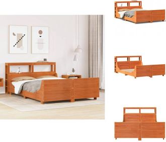 vidaXL Massivholzbett ohne Matratze Wachsbraun 160x200 Kiefernholz - Bettrahmen - Bettgestell - Bettgestelle - Schlafzimmerm&ouml;bel