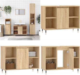 vidaXL Vidaxl - Armoire salle de bain ch&ecirc;ne sonoma 80x33x60cm bois ding&eacute;nierie - Meuble De Salle De Bain - Armoire De Salle De Bain - Rangement Salle De