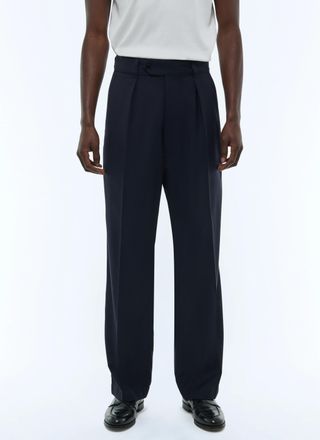 Fursac Pantalon large &agrave; pli en toile de laine - Taille 42 - Homme