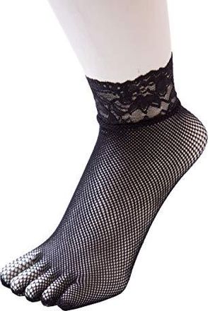 TOETOE TOETOE - Jambières - Chaussettes en résille à cinq doigts pour femmes (Noir, 35-42)