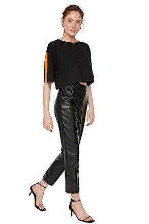 Trendyol Black Leather-Looking Pants Short, 34 aux Femmes