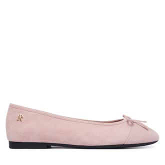 Tommy Hilfiger Ballerinas Tommy Hilfiger Th Monogram Suede Ballerinas FW0FW09357 Rosa