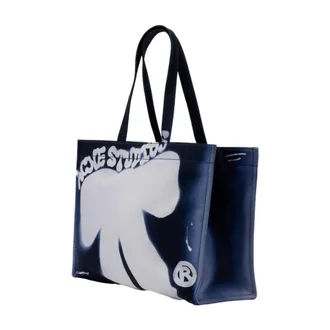Acne Studios Unisex Logo-Graphic Cotton Tote Blue