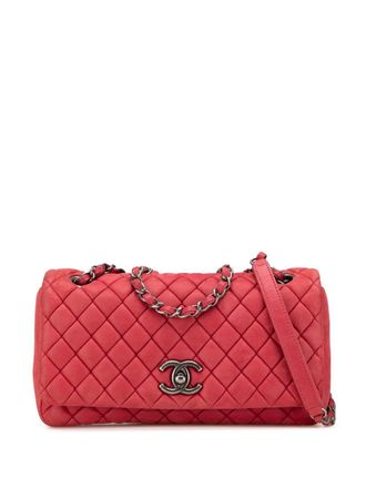 Chanel petit sac porté épaule New Bubble Flap en cuir de veau irisé (2012-2013) - Rouge