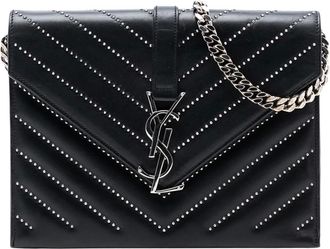 Saint Laurent Sac bandouli&egrave;re en cuir clout&eacute; Pre-owned - Femme - Pre-owned - Noir - Taille: ONE Size
