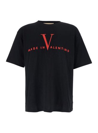 Valentino Logo-Print Cotton T-Shirt - Black