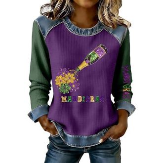 Generic Sweat-shirt graphique d&eacute;contract&eacute; &agrave; manches longues pour femme - Coupe d&eacute;contract&eacute;e - Costume de carnaval - Pull &agrave; manches longues - Chemises d&eacute;contra