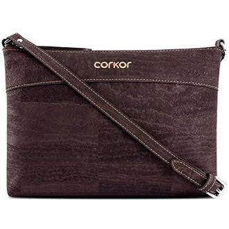 Corkor Crossbody Bag Women - Vegan Handbag Cross-Body - Cork Purse - Dark Brown Cork Handbag