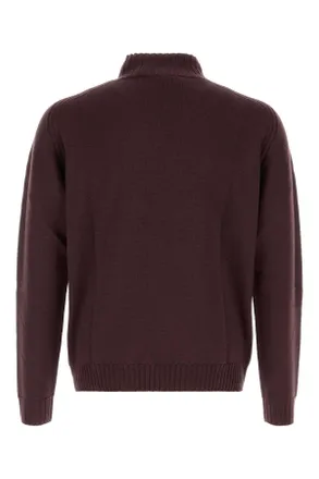 Vivienne Westwood Mens Aubergine Wool Fisherman Sweater Aw26darkmahogany Exterior: Maglie