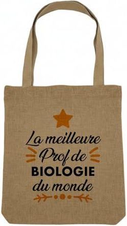 Fabulous Sac Shopping Tote Bag Aspect Lin - La Meilleure Prof de Biologie du Monde Coll&egrave;ge Lyc&eacute;e Professeur Ecole Education - Sac de Courses Toile Epaisse 360g