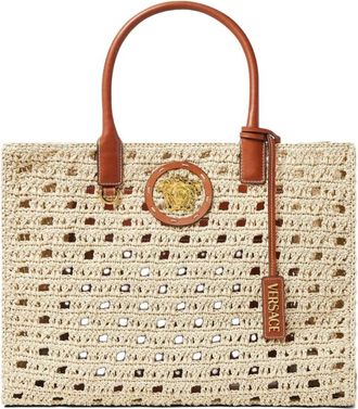 Versace Femme, Sacs, Multicolore, Taille: ONE Size La Medusa Large Raffia Tote