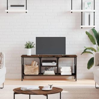 vidaXL Vidaxl - Meuble tv ch&ecirc;ne fum&eacute; 100x35x45 cm bois ding&eacute;nierie et fer