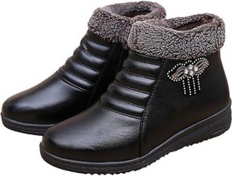 Generic Bottines Femme en Cuir Plates Bottes Courtes Doublure Chaude Peluche Fermeture &Eacute;clair Semelle Antid&eacute;rapantes Chaussures Femme L&eacute;g&egrave;res Confortables Hiv