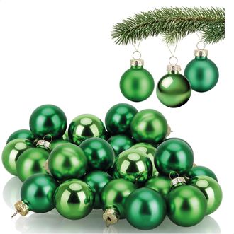 Com-Four 40x Weihnachtskugel - Baumschmuck für die Weihnachtstanne - Mini-Glaskugeln Ø 3 cm - Weihnachtsdeko - kleine Christbaumkugeln aus echtem Glas für Weih