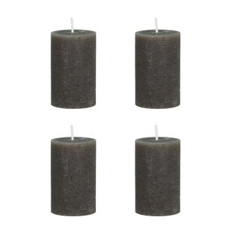 Chic Antique 4er SMacon rustikale Stumpenkerze Kerze Antik Altarkerzen 100% Paraffin Lange Brenndauer, H8/D5 cm Coffee