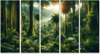 Islandburner Bild auf Leinwand Dichter tropischer Regenwald mit hohen Palmen im Sonnenlicht Bilder Wandbilder Poster