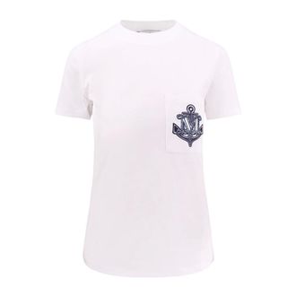 Max Mara Femme, Tops, Blanc, Taille: 44 FR T-shirt avec Broderie