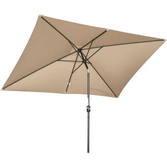 OUTSUNNY Parasol de jardin - Outsunny - inclinable - rectangulaire - aluminium polyester haute densit&eacute; - 3 x 2 m - kaki