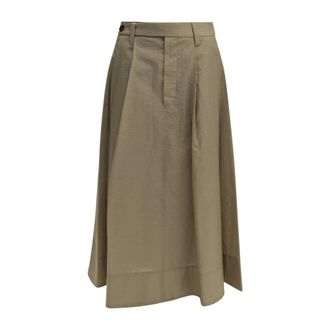 Brunello Cucinelli Jupe Midi Pliss&eacute;e - Femme - Jupes - Beige - Taille: 44 FR