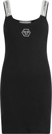 Philipp Plein Femme, Robes, Noir, Taille: 40 FR Mini Tank Dress Strass Hexagon