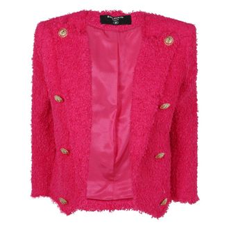 Balmain Tweed Spencer Jacke mit 8 Kn&ouml;pfen - - Jackets - Damen - Rosa - M