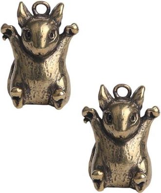 Frcolor Lot de 2 Porte-cl&eacute;s Pendentifs Rat D&eacute;coratifs en Alliage, Figurines Souris Zodiacales Amulette, Accessoire Portable pour Cl&eacute;s et D&eacute;coration Int&eacute;rieure