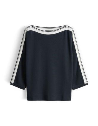 someday 3/4-Arm-Shirt KELVA DETAIL U-Boot Shirt mit sportiven Einsatz schmal zulaufend, lockere Passform, gestreiftes Ripsband