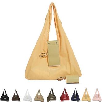 Generic Sac fourre-tout pliable, sac &agrave; main extensible, r&eacute;utilisable, sac de poche compact multifonction, grande capacit&eacute;, jaune, 11
