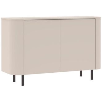 Altobuy Buffet 2 portes finition laqu&eacute; beige design coins arrondis pieds m&eacute;tal noir - LYNA