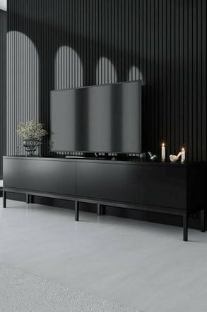 Dmora TV-Möbel Regulus 180x30x47 cm Schwarz, Modulares Regal