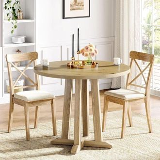 Tribesigns Tribesigns Runder Esstisch, K&uuml;chentisch f&uuml;r Esszimmer Wohnzimmer, 80 cm Esszimmertische f&uuml;r 2-4 Personen, Bauernhaus Esstisch mit Holztischplatte und