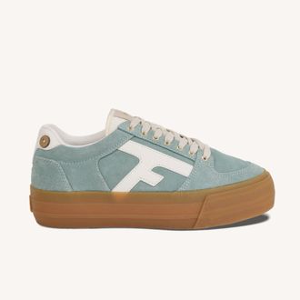 Faguo Baskets plateforme cuir su&egrave;de bleues