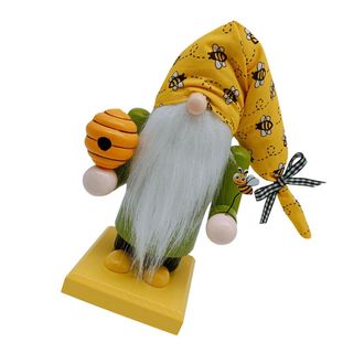Angoily Bienen Gnom Holzfigur mit Stabilem Sockel Kleine Tischdekoration f&uuml;r Schreibtisch und Kamin Bienenverziertes Wohnaccessoire