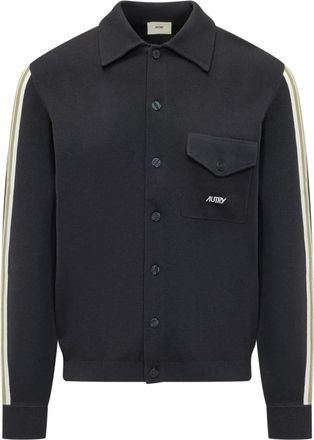 Autry Homme, Pulls, Bleu, Taille: S Veste chemise en maille de viscose
