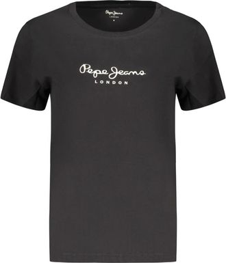 Pepe Jeans London Femme, Tops, Noir, Taille: 36 FR T-shirt &agrave; manches courtes et col large