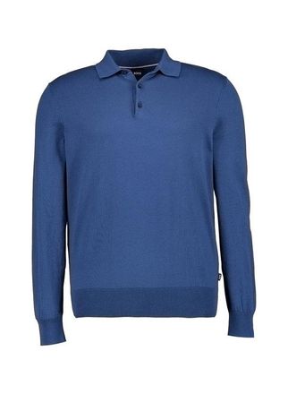 HUGO BOSS Herren Pullover blau Baumwolle unifarben